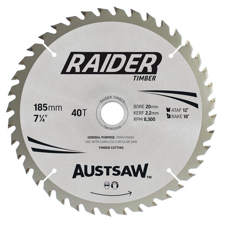 Austsaw Raider Timber Blade 185mm x 20/16 Bore x 40 T - Alpha Tools