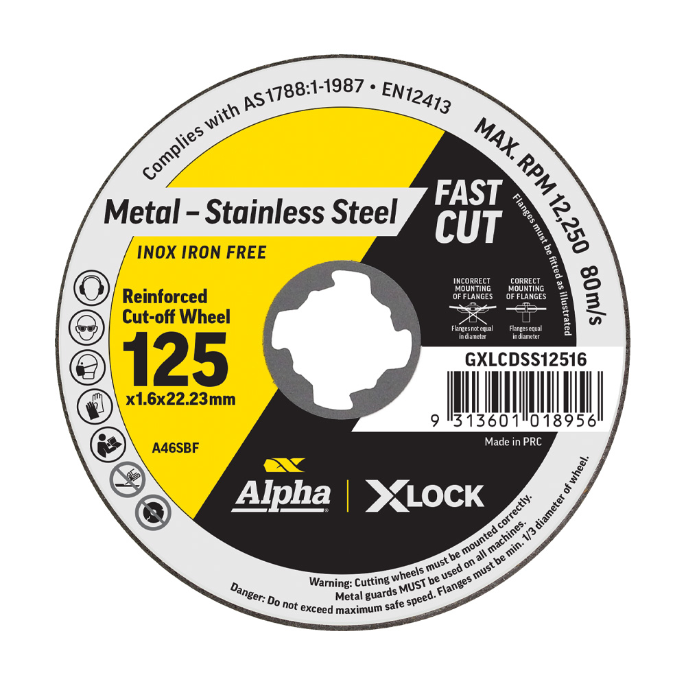 Alpha Cutting Disc X-Lock 125 x 1.6mm | 10 Disc Trade Pack - Alpha Tools