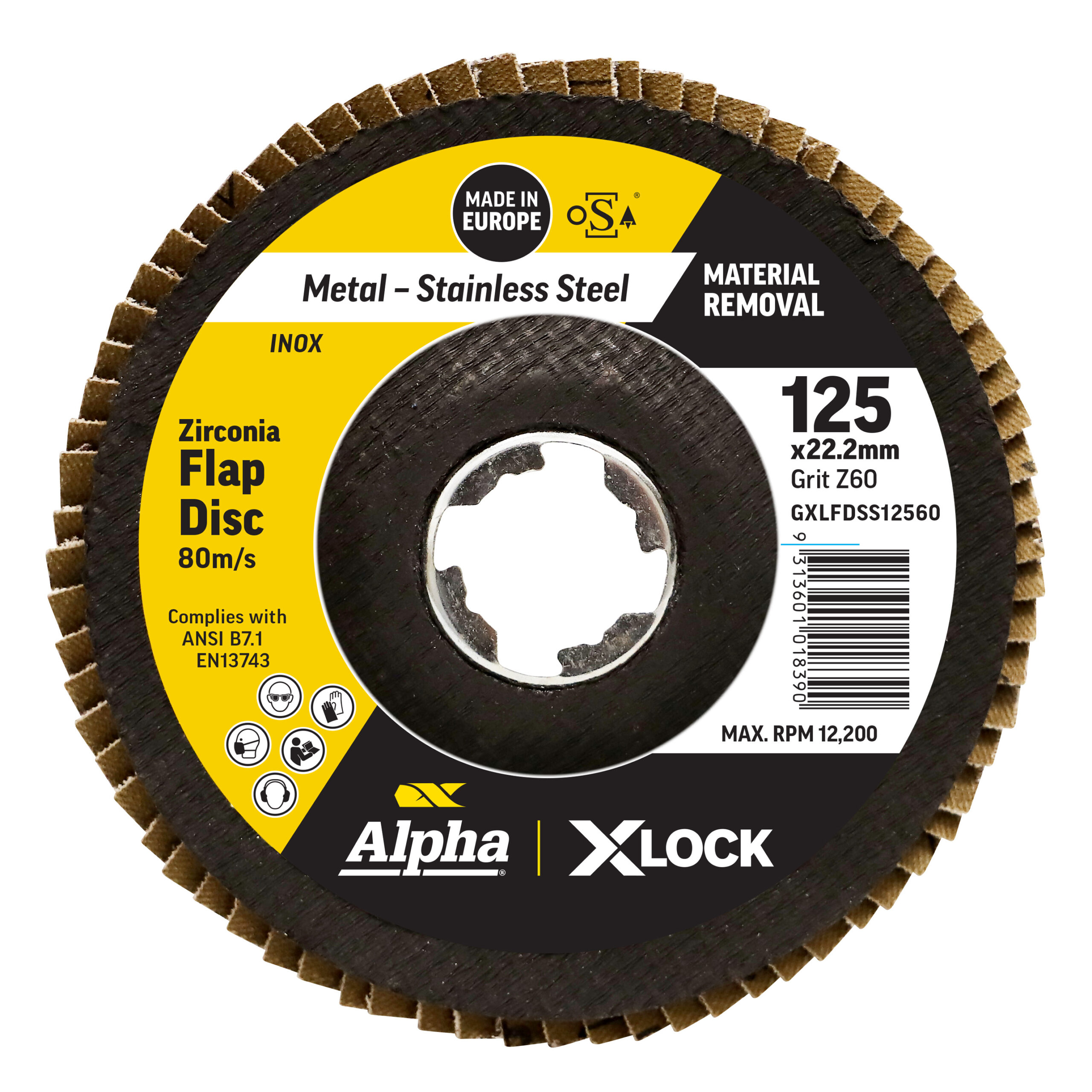 Alpha Flap Disc X-Lock 125mm | 60 Grit Zirconia - Alpha Tools