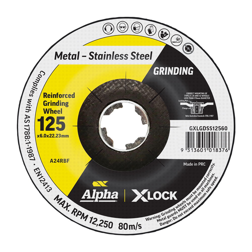 Alpha Grinding Disc X-Lock 125 x 6.0mm - Alpha Tools
