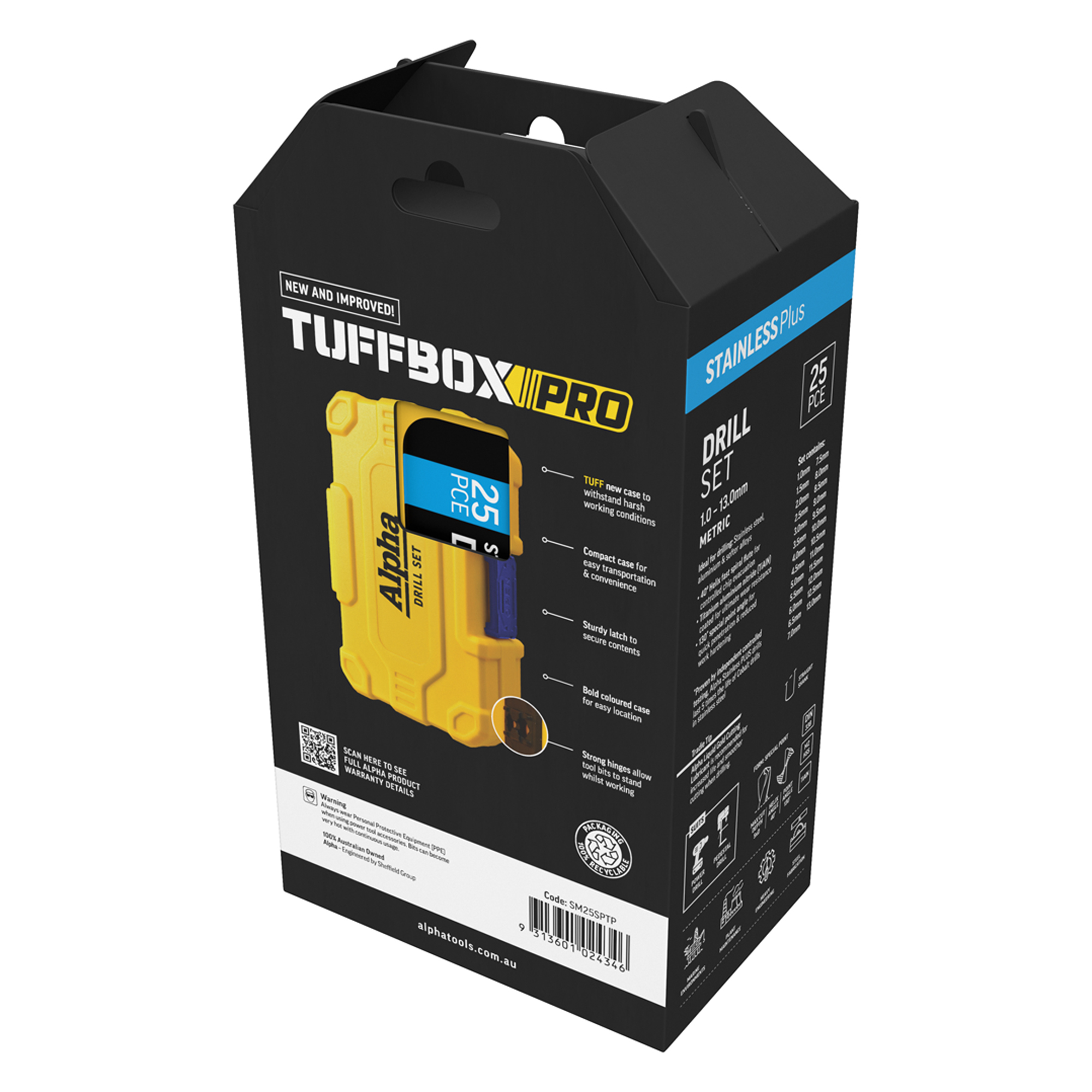 25 Piece | Alpha Stainless Plus Metric Tuffbox Pro Drill Set - Alpha Tools